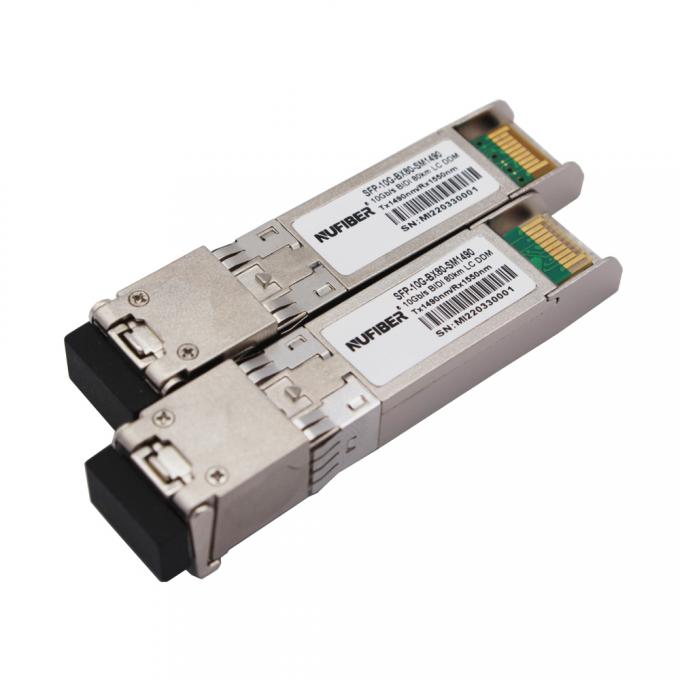 80km Single Mode 10G SFP+ Module , 1490 / 1550nm 10G SFP Fiber Module