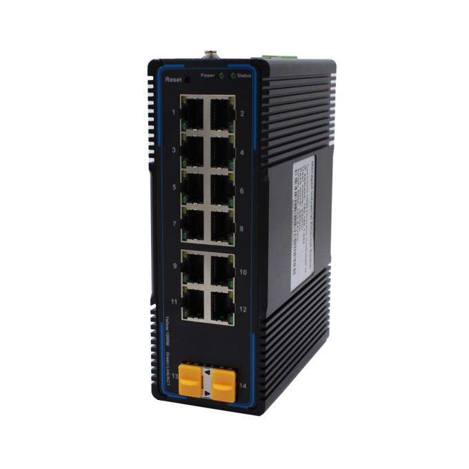 Layer 2 Industrial Managed SFP Switch 2x1000M SFP Port To 12x10/100 ...