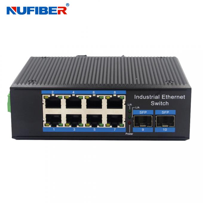 Unmanaged Gigabit Industrial Ethernet Switch 2 SFP 8 RJ45 Port 10/100/1000M 10 Ports SFP Switch