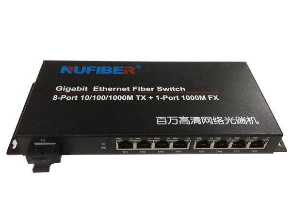 1000M 8 port rj45+1 fiber gigabit ethernet optical fiber switch