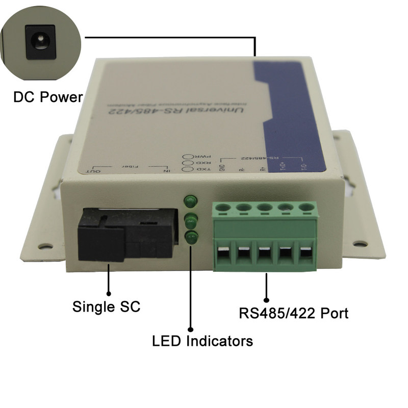 Duplex ST Connector RS485 To Fiber Media Converter 20km For CCTV Fire ...