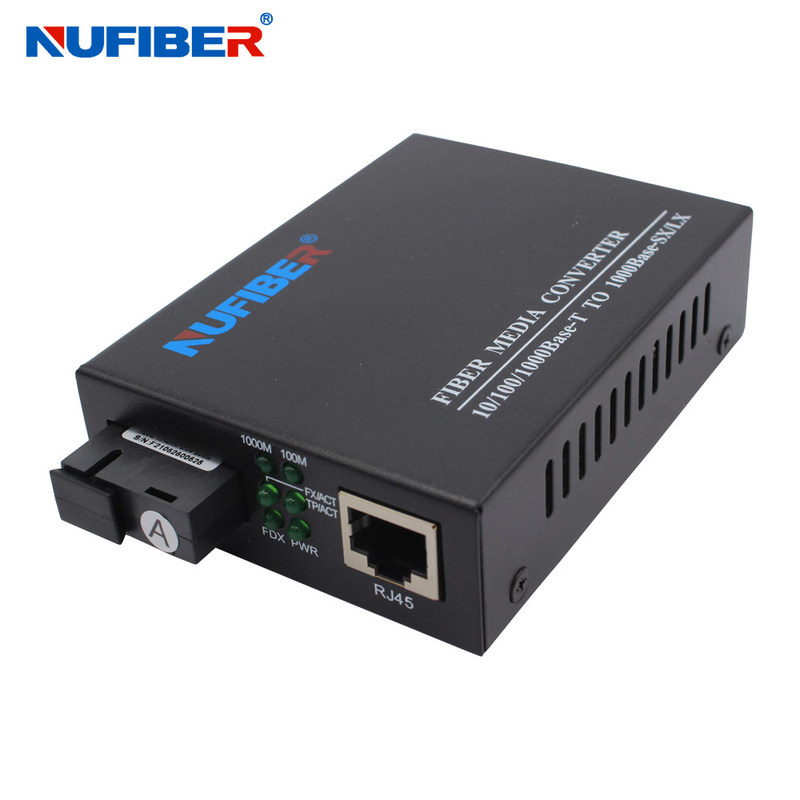 Gigabit Fiber Media Converter 10/100/1000Mbps WDM Simplex SM 1310nm/1550nm 20km SC Interface ...