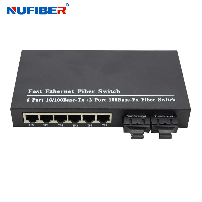 10/100M 6 port rj45+2 fiber port dual fiber SM 1310nm 20km optical ...
