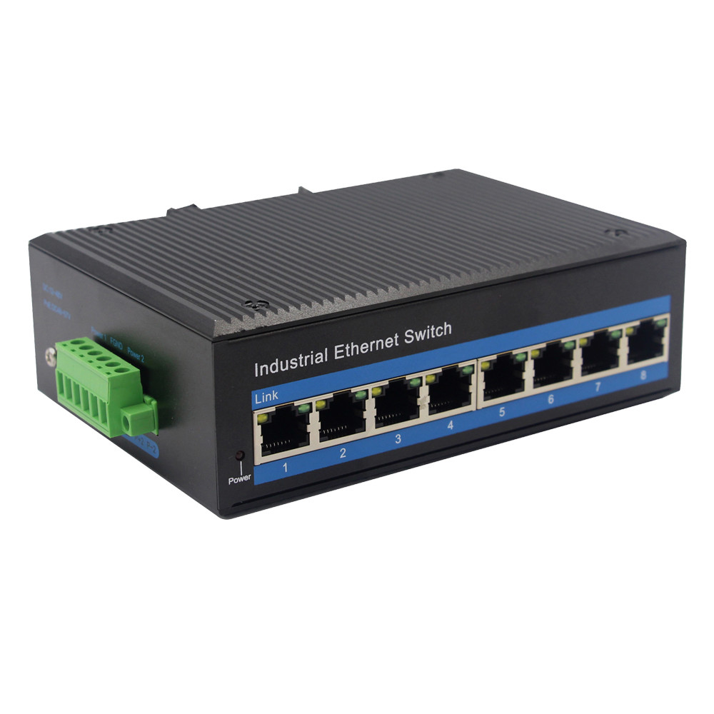 DIN Rail Mount Unmanaged Industrial Ethernet Switch 8 10/100/1000Mbps RJ45 Port