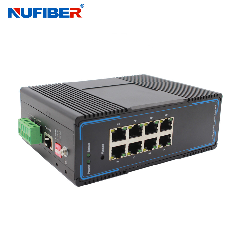 Din Rail Mount Managed Industrial Ethernet Switch Gigabit 8 RJ45 ...