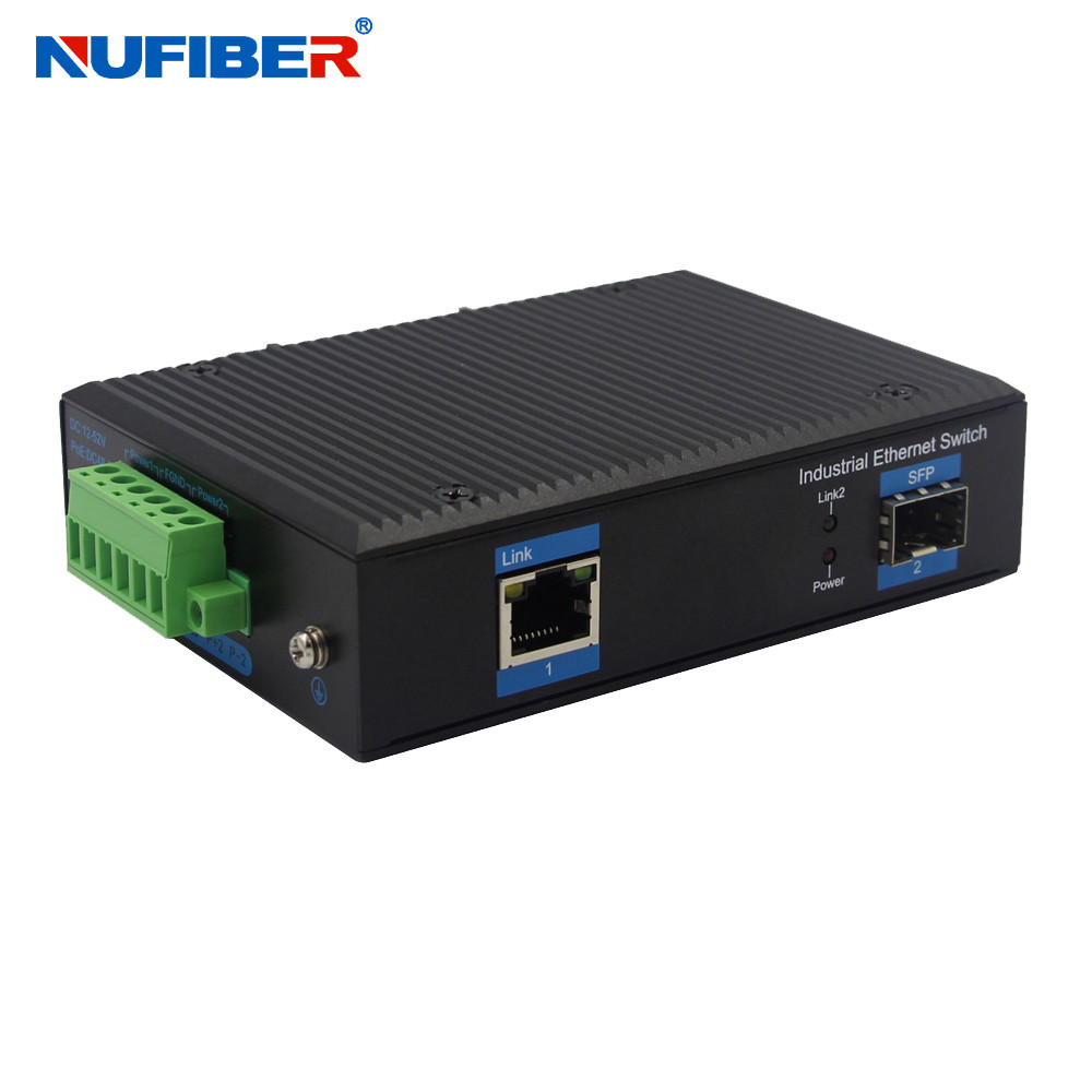 Gigabit SFP to RJ45 UTP Fiber Media Converter Din Rail 24V Power Supply