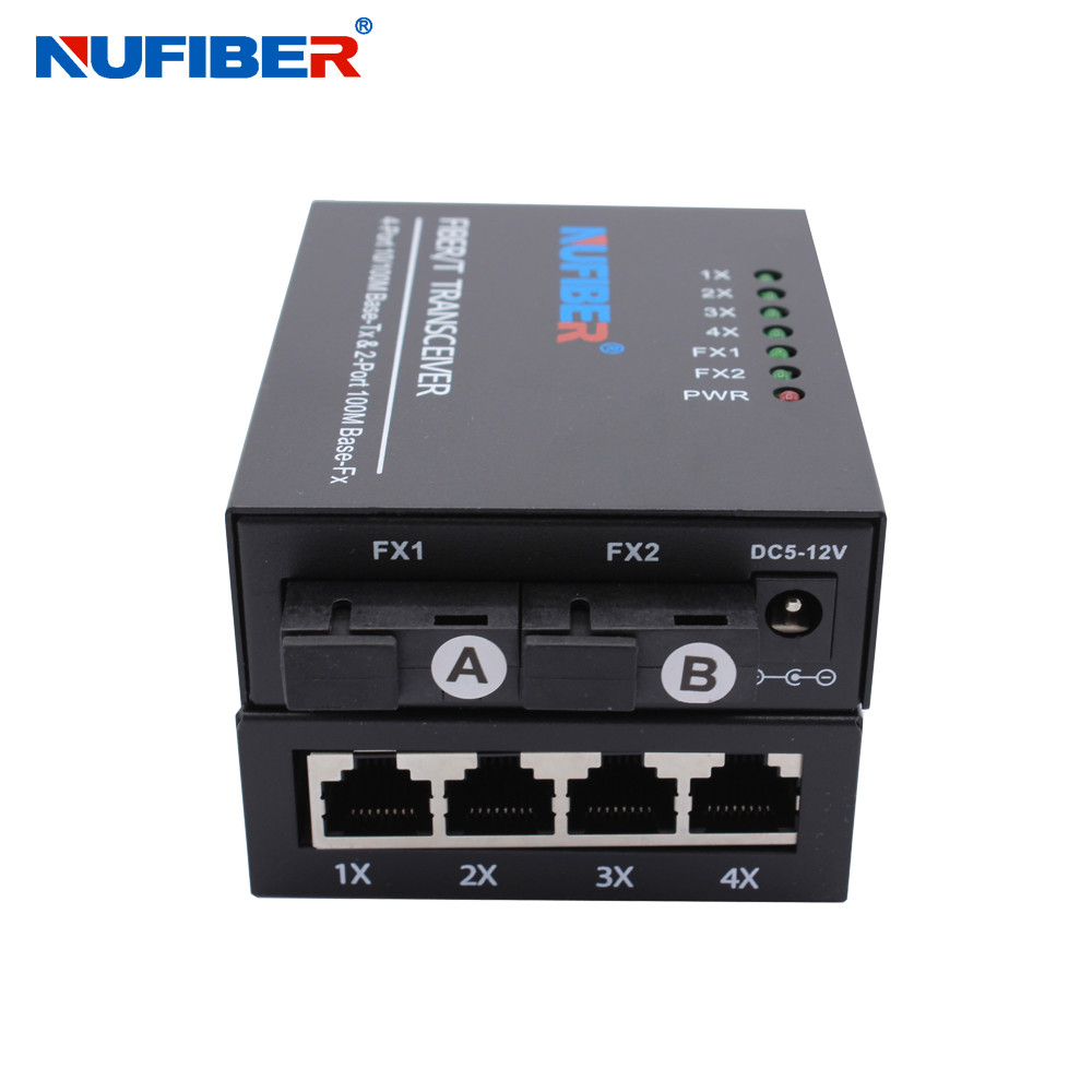 10/100Mbps Fiber Ethernet Switch 2*SC to 4*UTP Ports Optical 10/100Base ...