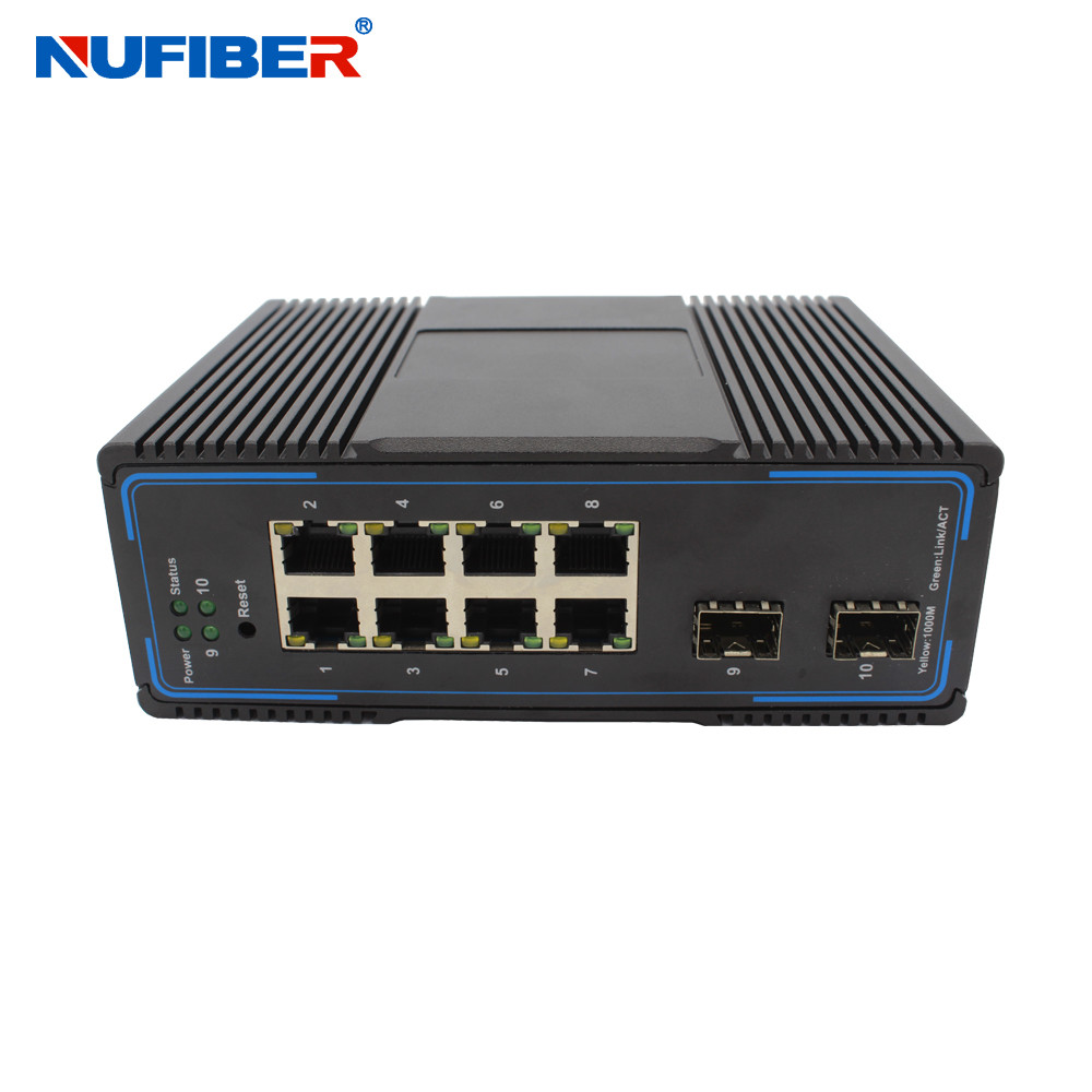 10/100/1000M Managed Industrial SFP Switch 8 UTP Port SNMP / Telnet / WEB Managed DIN-rail Type IP40