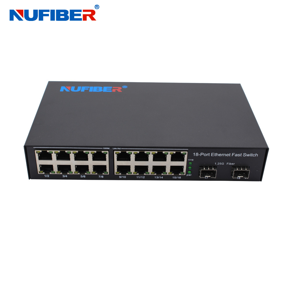 Gigabit SFP Ethernet Switch 16x10/100/1000M to 2x1000M SFP UTP LC/SC ...