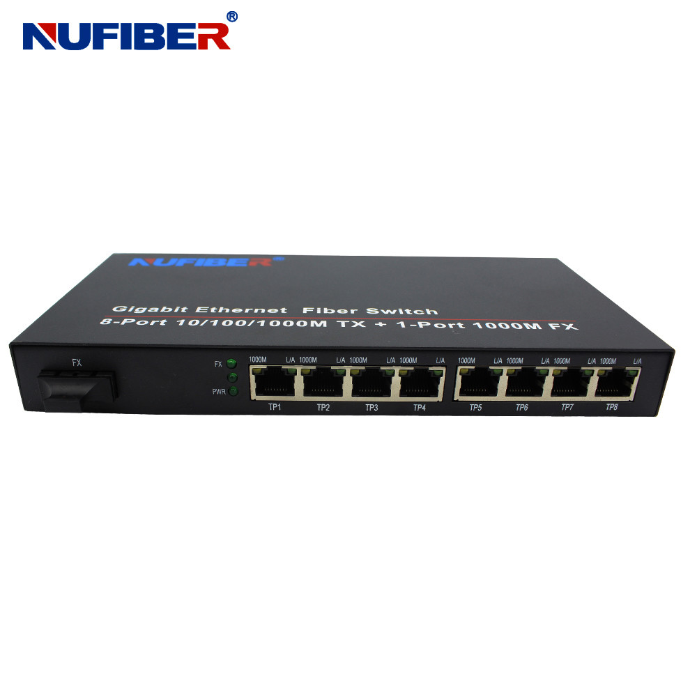 Rj45 UTP Fiber Ethernet Switch Media Converter 8 Port For IP Access ...