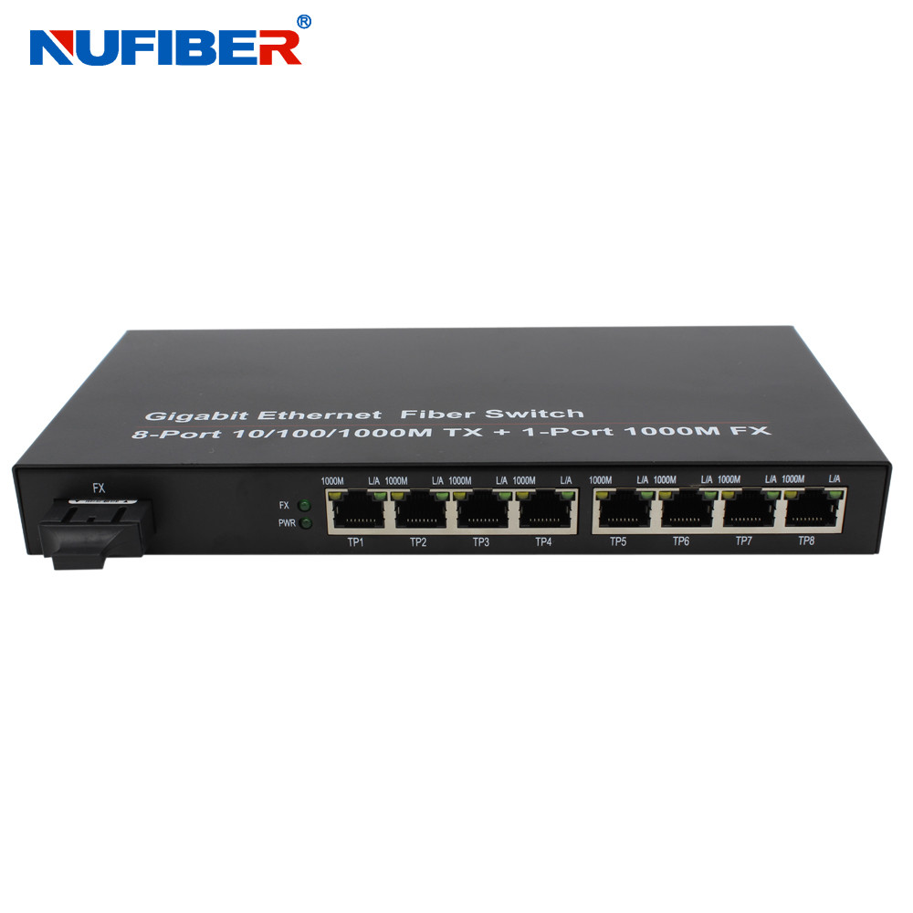 1000M 8 Port Rj45 Fiber Ethernet Switch 1310nm 20km OEM ODM Supported ...