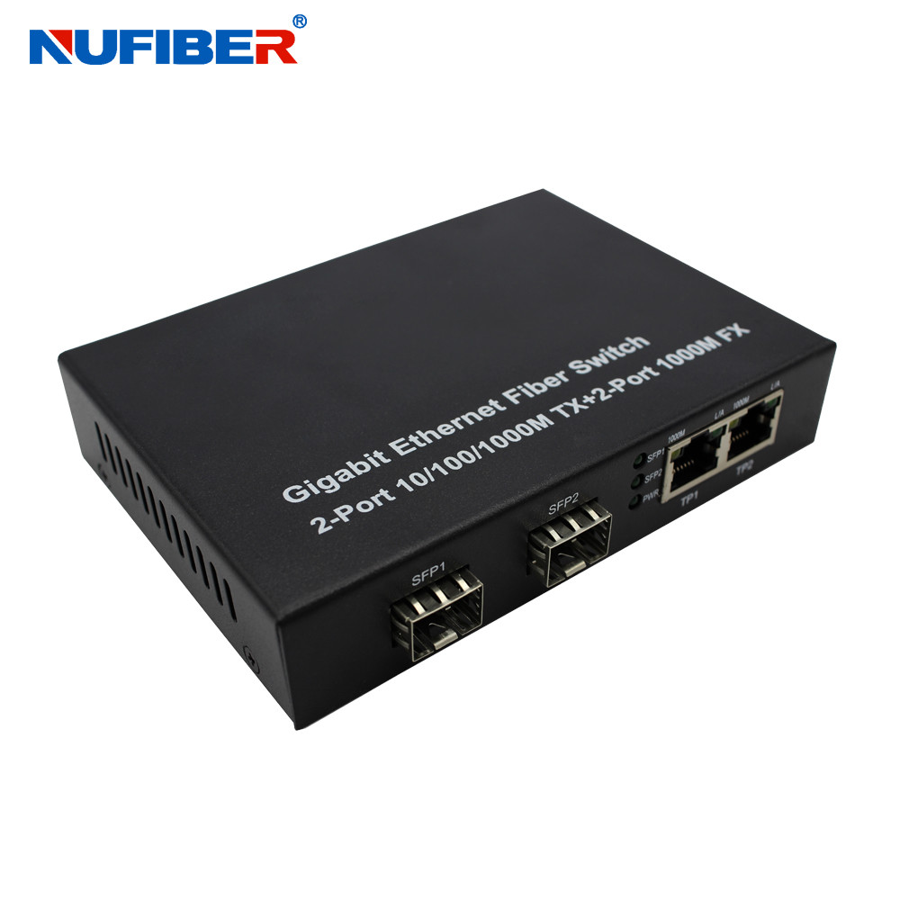 FCC Certificated 1000M Fiber Ethernet Switch With 2 Rj45 2 Fiber Port