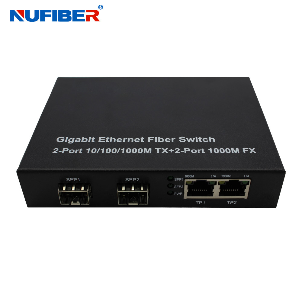 FCC Certificated 1000M Fiber Ethernet Switch With 2 Rj45 2 Fiber Port ...