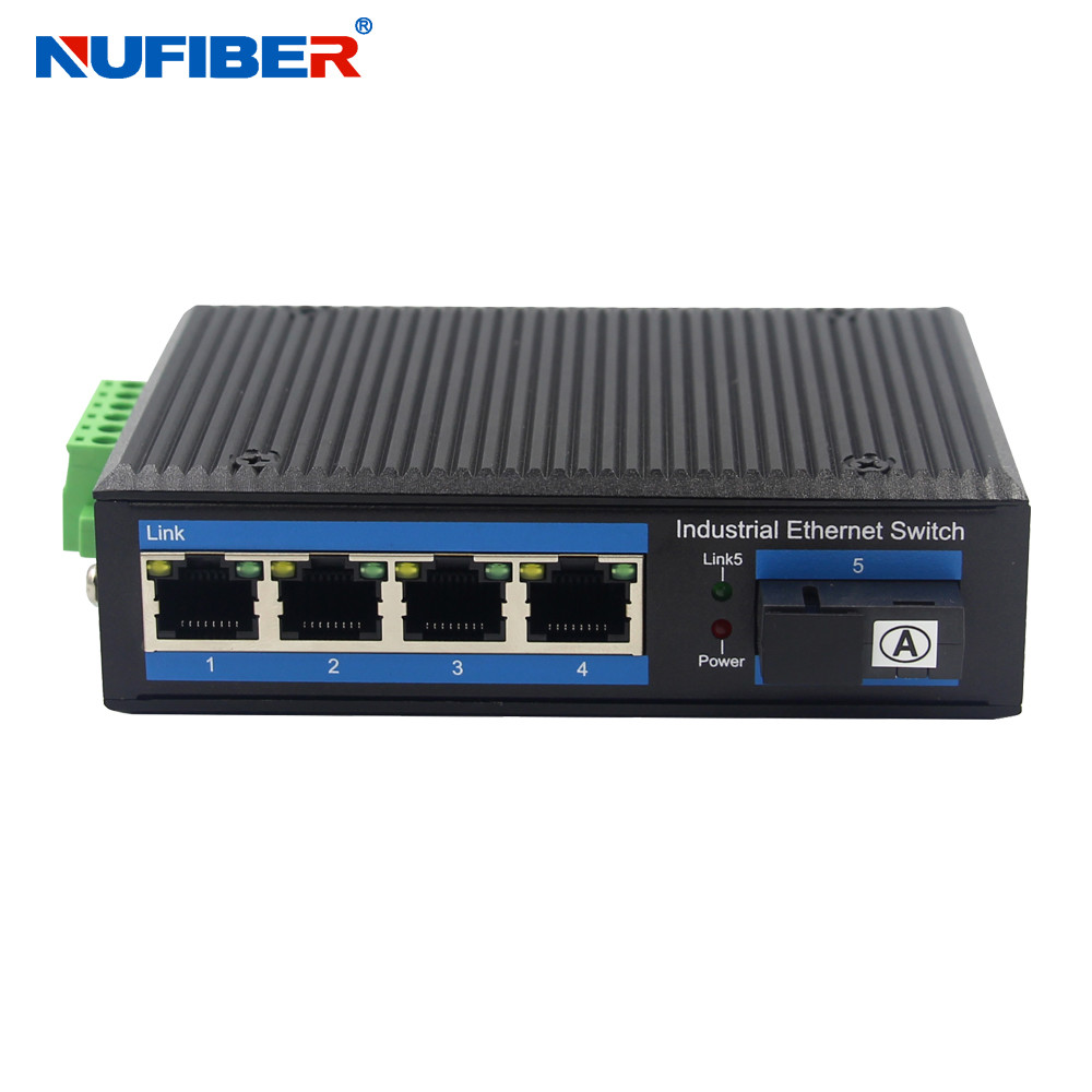 1000M Industrial Fiber Ethernet switch 4 Rj45+1x1000M Fiber port SM ...