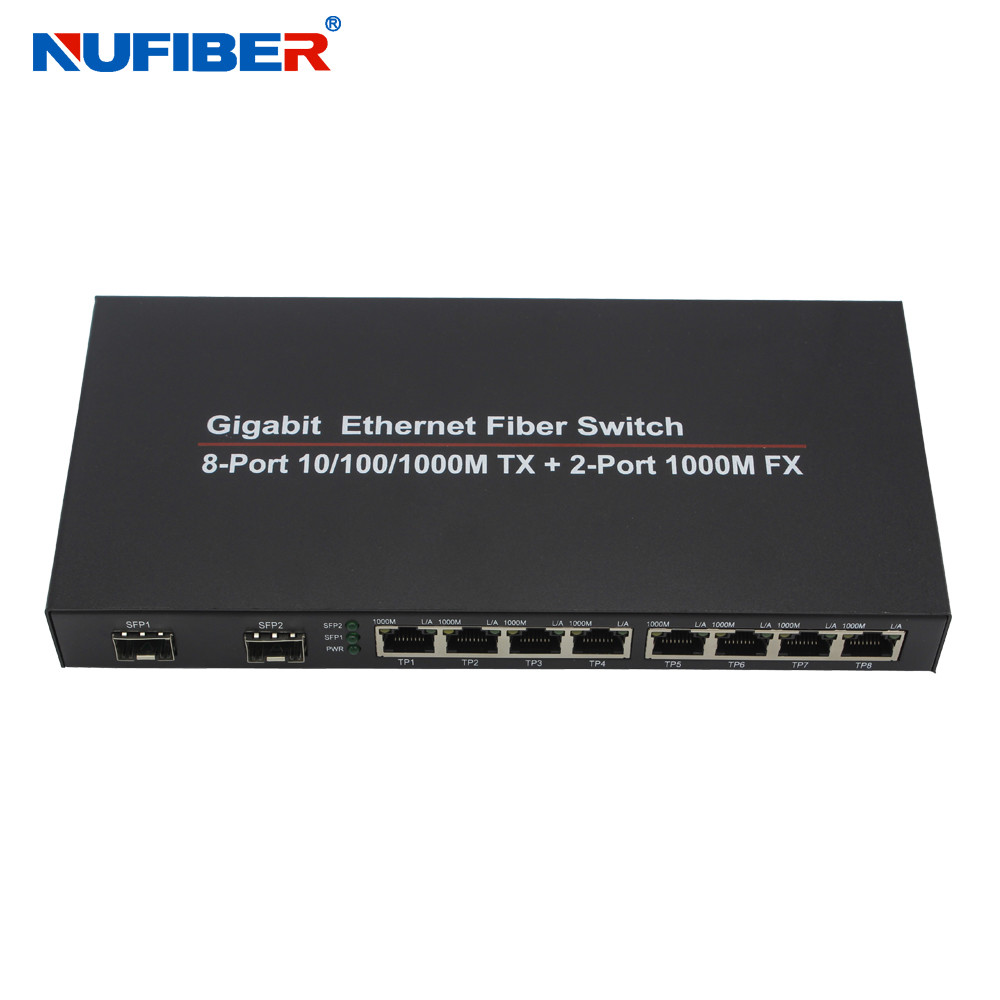 10/100/1000M 8-port Rj45+2 SFP port Fiber Optic Ethernet Switch Media ...