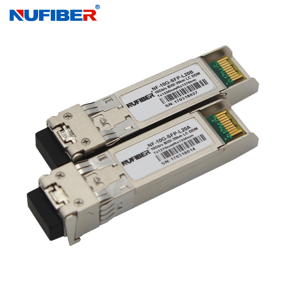 1270nm / 1330nm 20km Simplex SM 10G WDM SFP+ Module For MikroTik