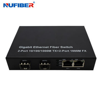 FCC Certificated 1000M Fiber Ethernet Switch With 2 Rj45 2 Fiber Port ...